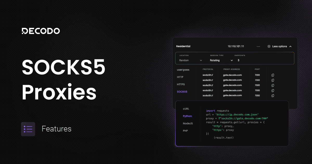 SOCKS5 Proxies – Free Trial – Decodo (formerly Smartproxy)