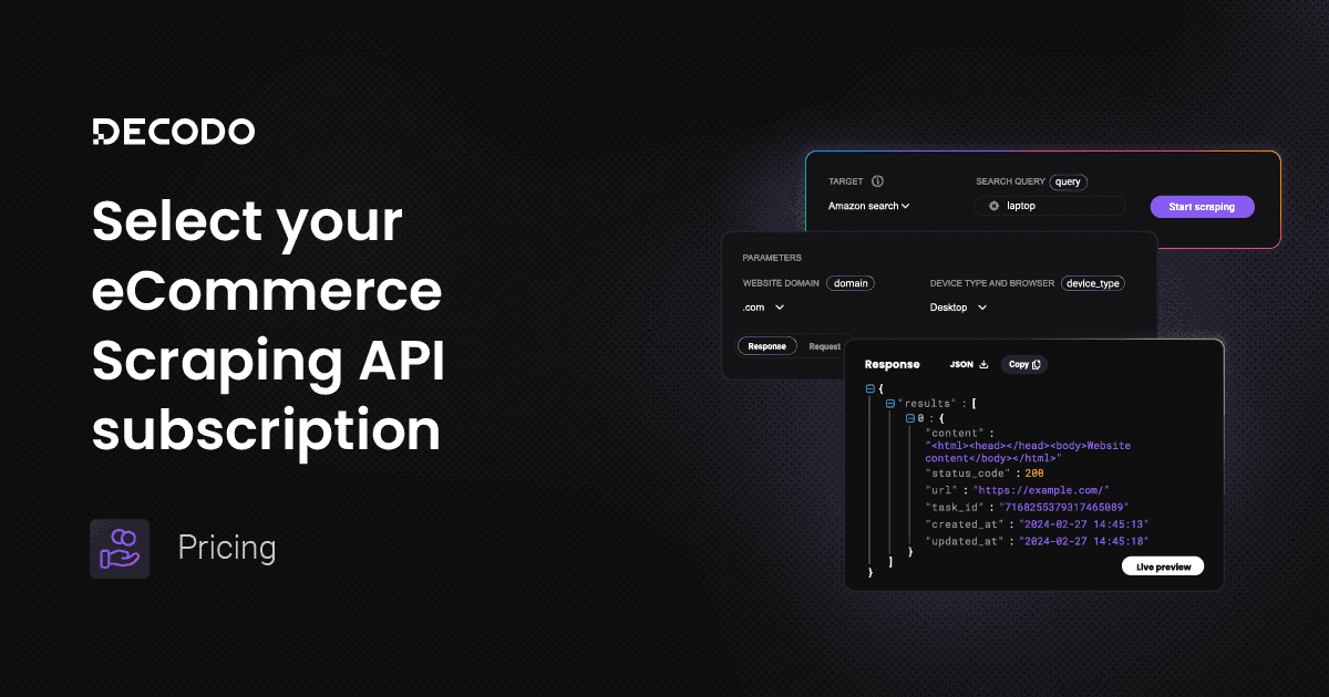 Choose your eCommerce Scraping API subscription